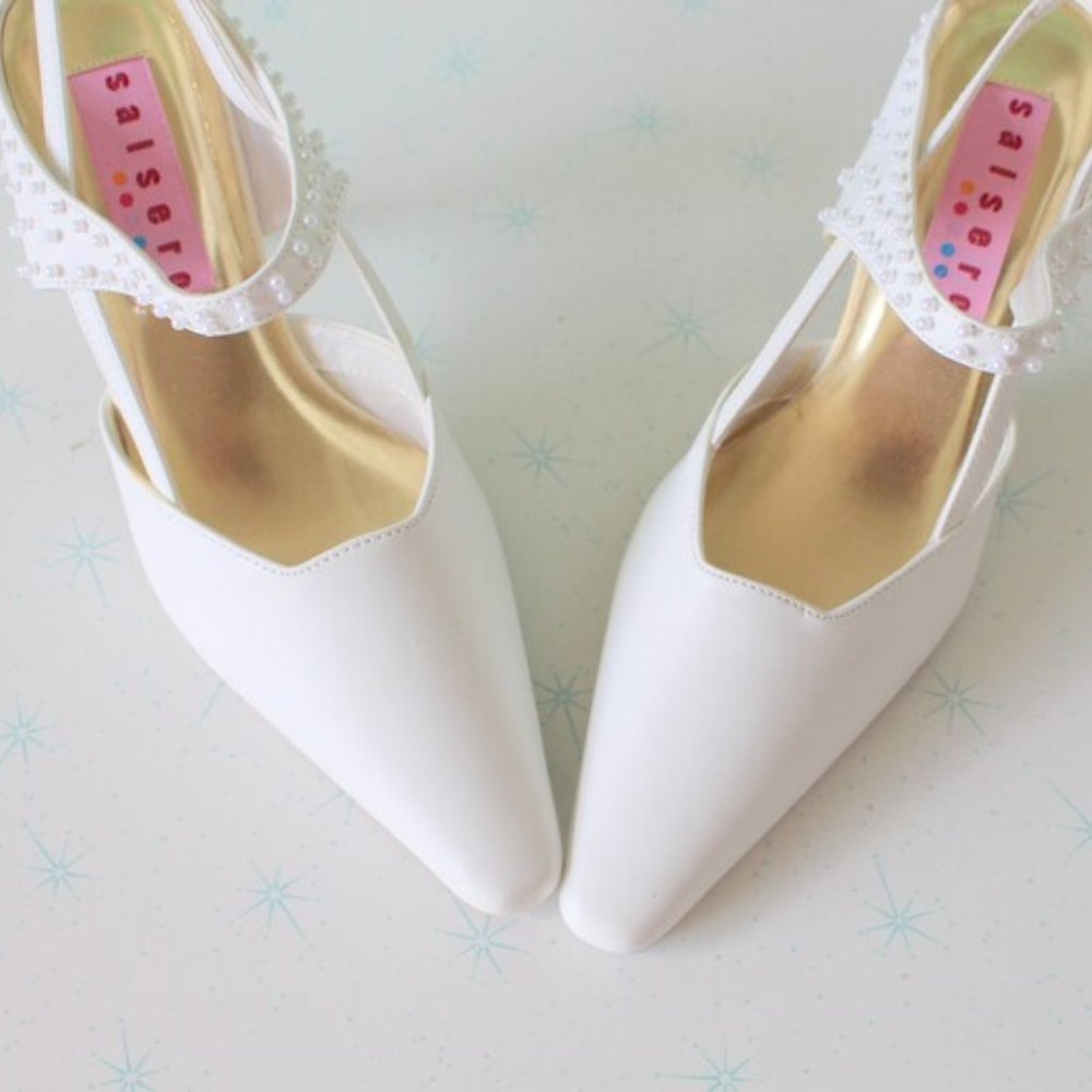 Vintage White Wedding Glamorous High Heels - Gem